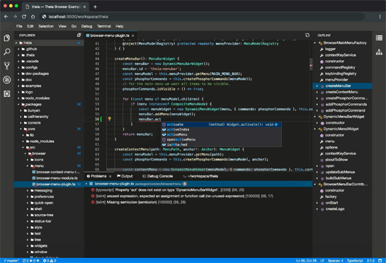  B Eclipse Visual Studio Code Eclipse Theia 1 0 VS 