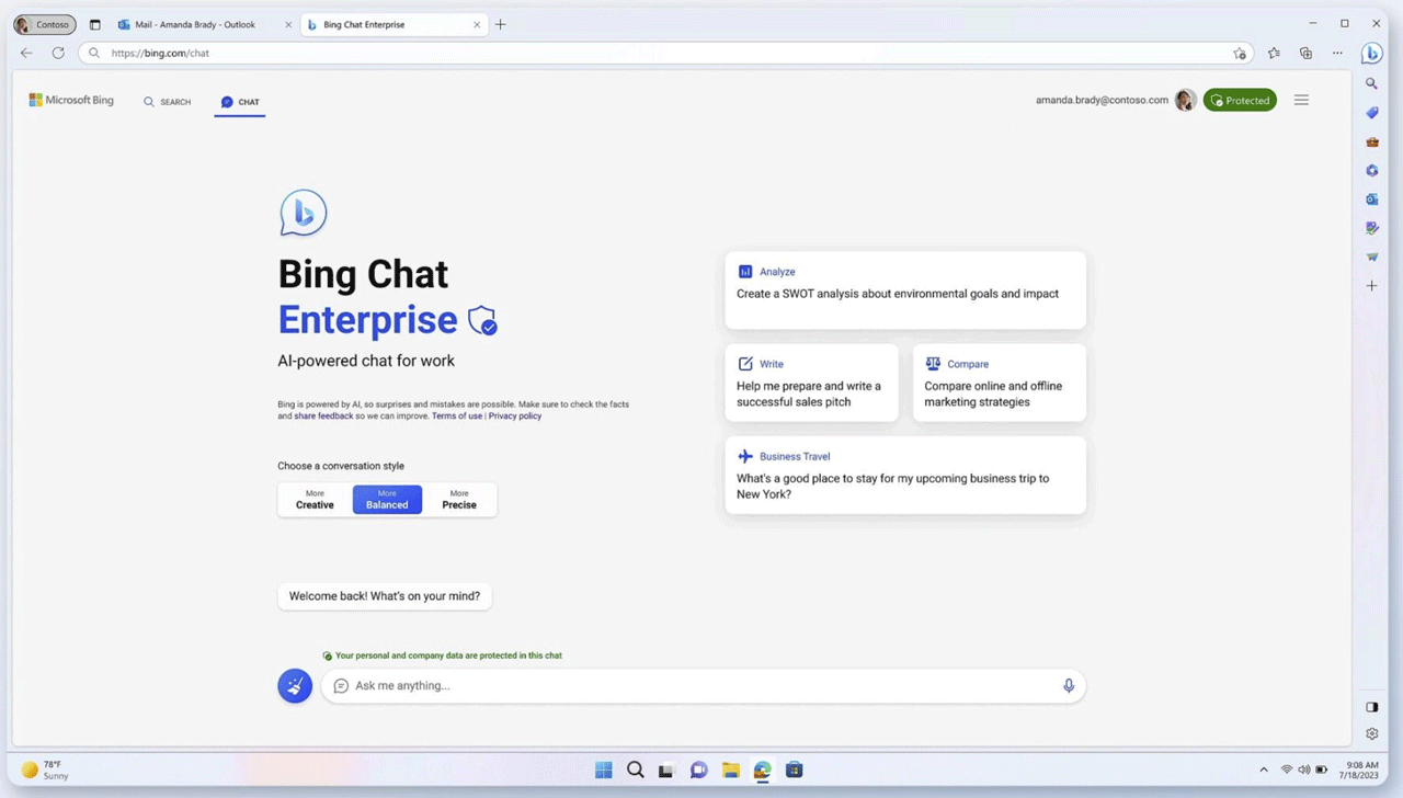 [速報]マイクロソフト、企業向け「Bing Chat Enterprise」プレビュー開始、個人ユーザーも月額5ドルで利用可能。Inspire ...